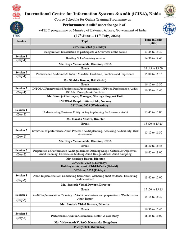 Course Schedule - eITEC. | PDF