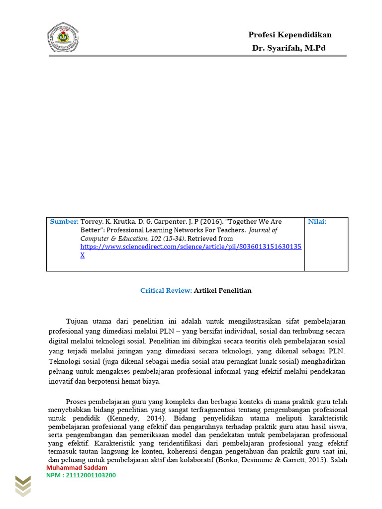 Contoh Critical Review | PDF