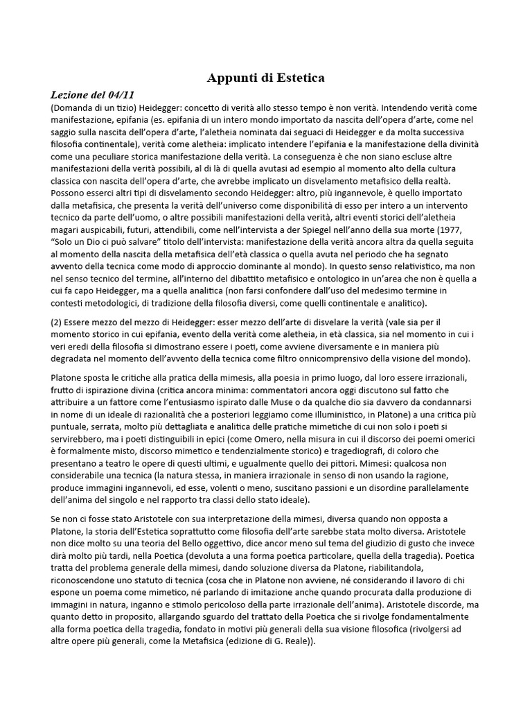 Appunti Di Estetica | PDF