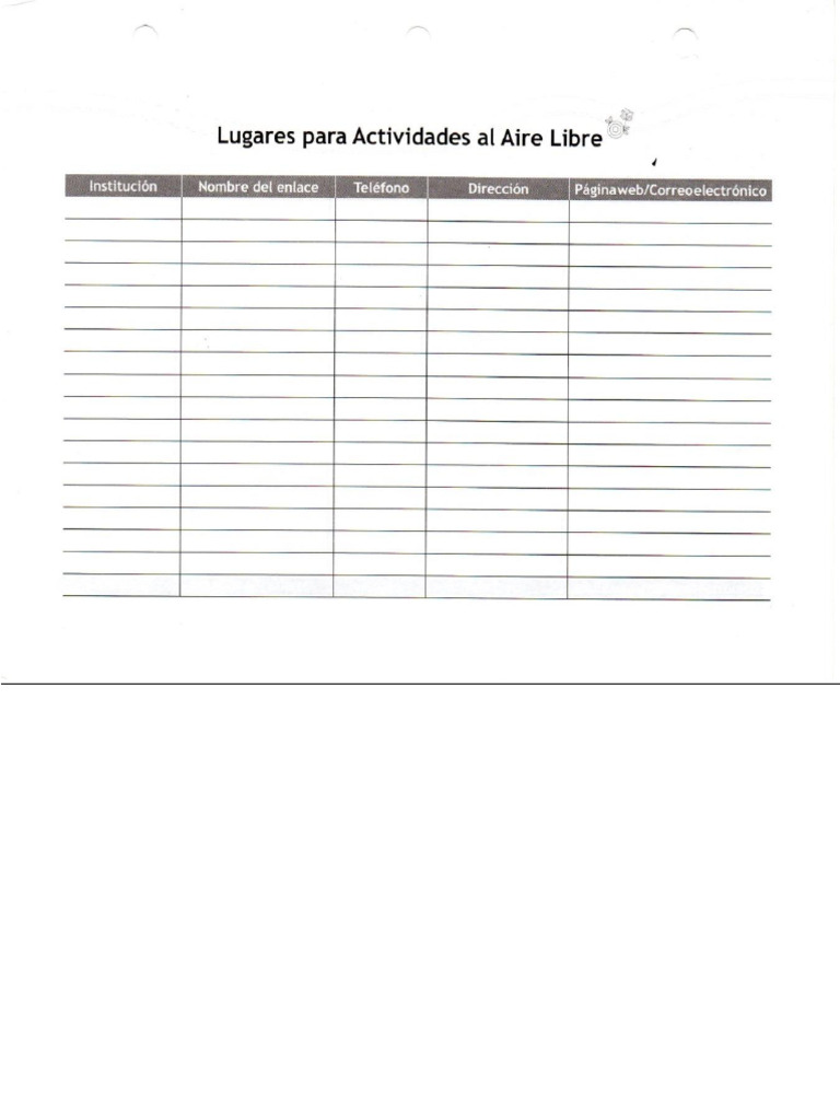 30 Lugares para Actividades Al Aire Libre | PDF