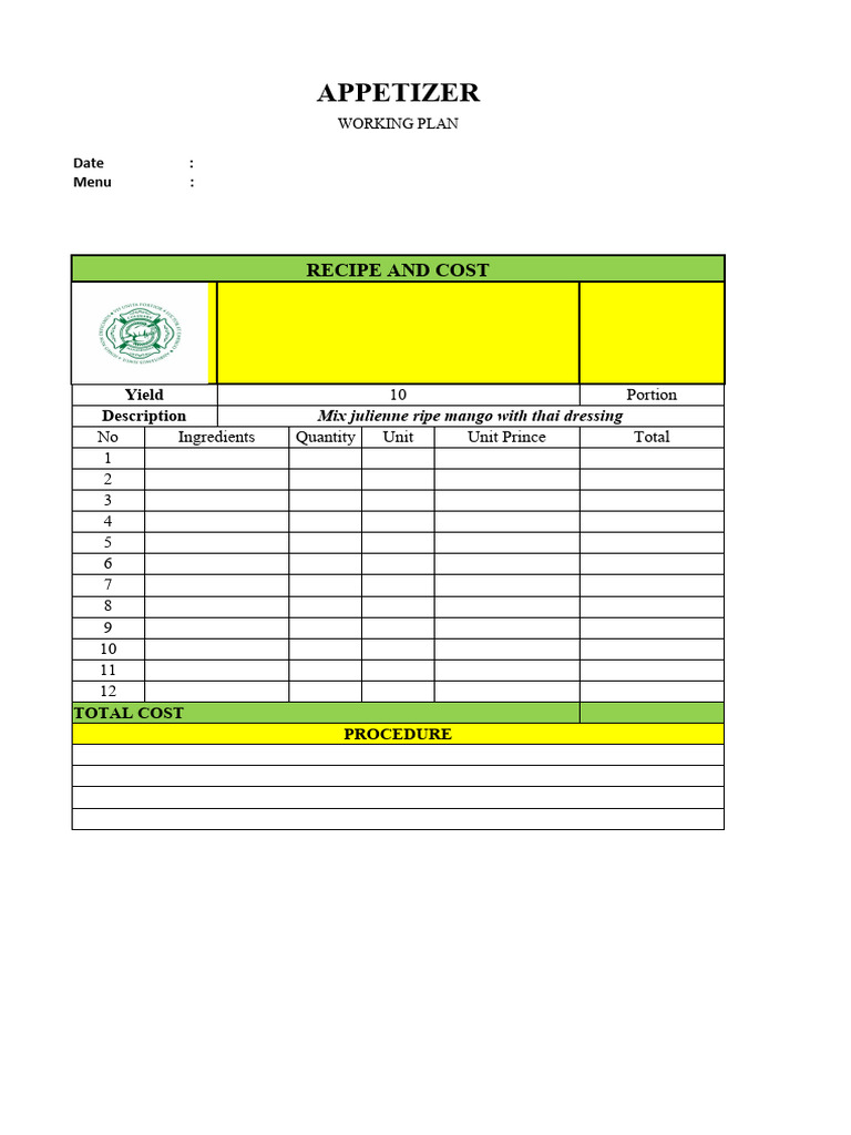 Table Working Plan | PDF