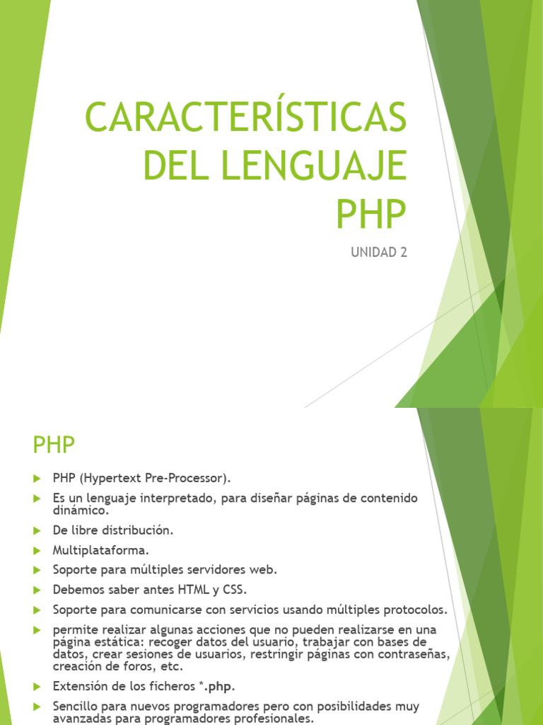 Unidad 2 Características Del Lenguaje PHP | PDF