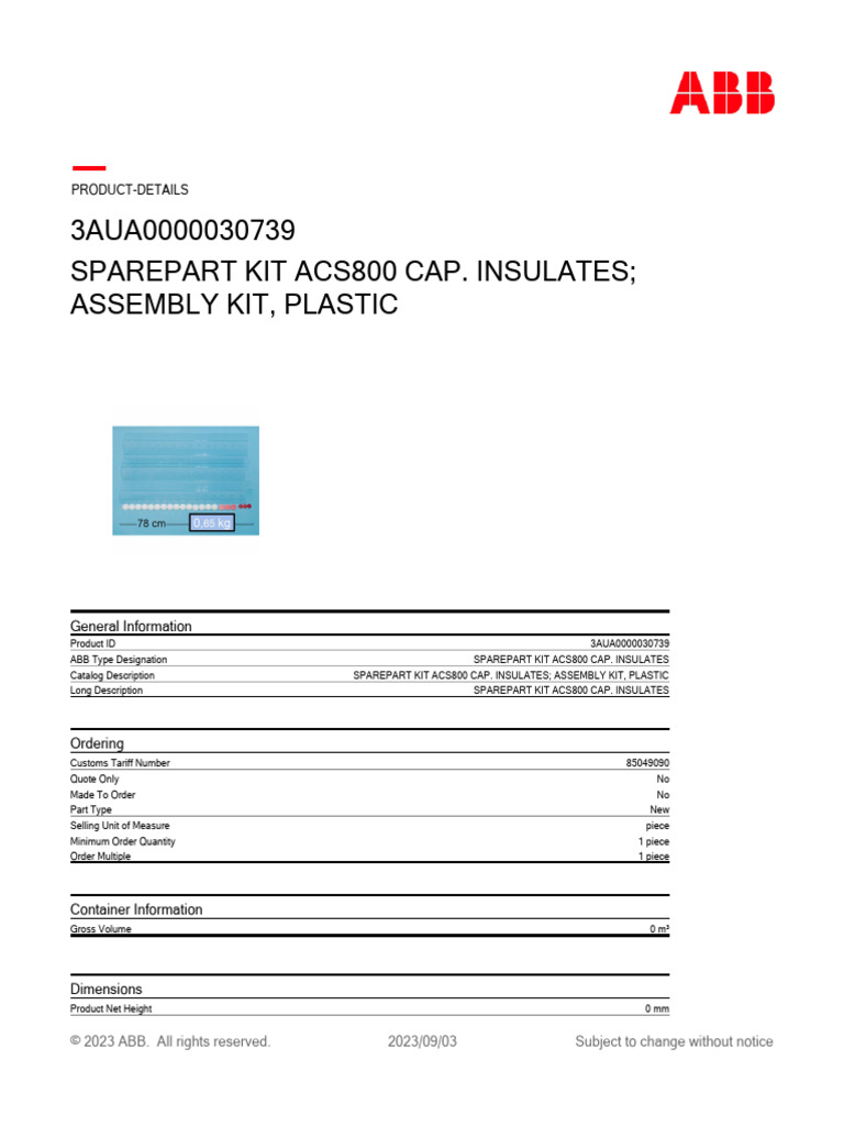 Abb Parts Fiser3aua0000030739 | PDF | Length | Electricity
