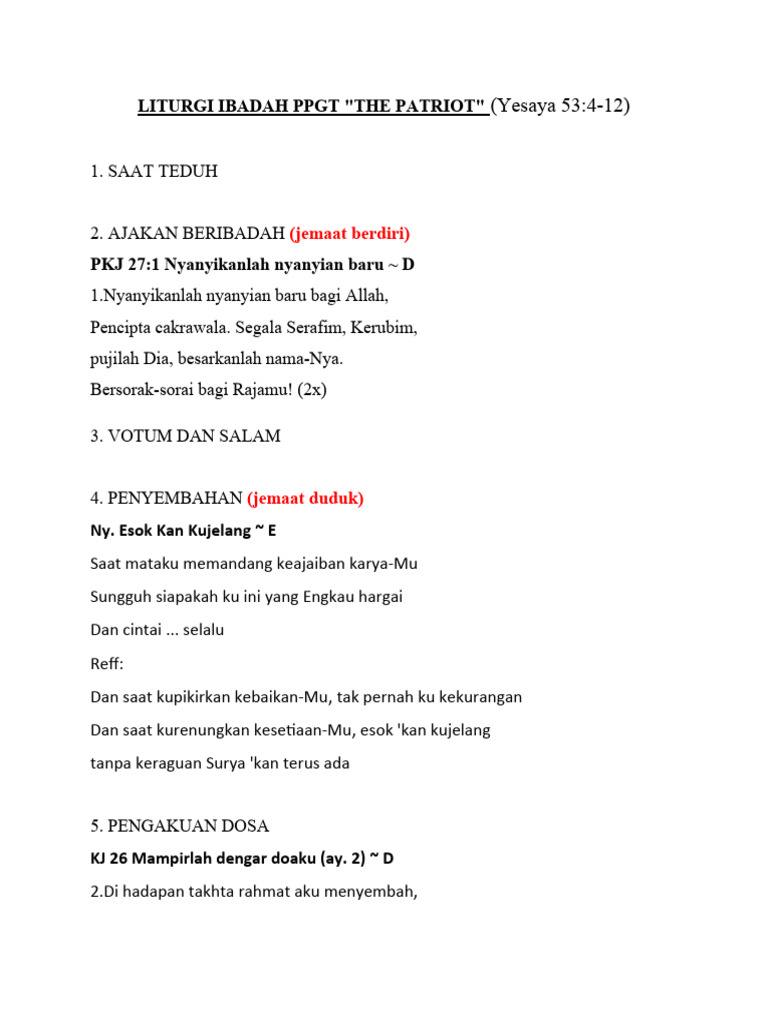 LITURGI IBADAH PPGT | PDF