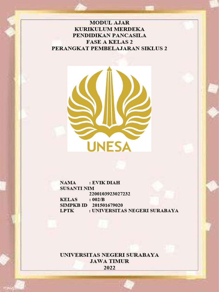 Modul Ajar Unesa Daljab Pendidikan Pancasila | PDF