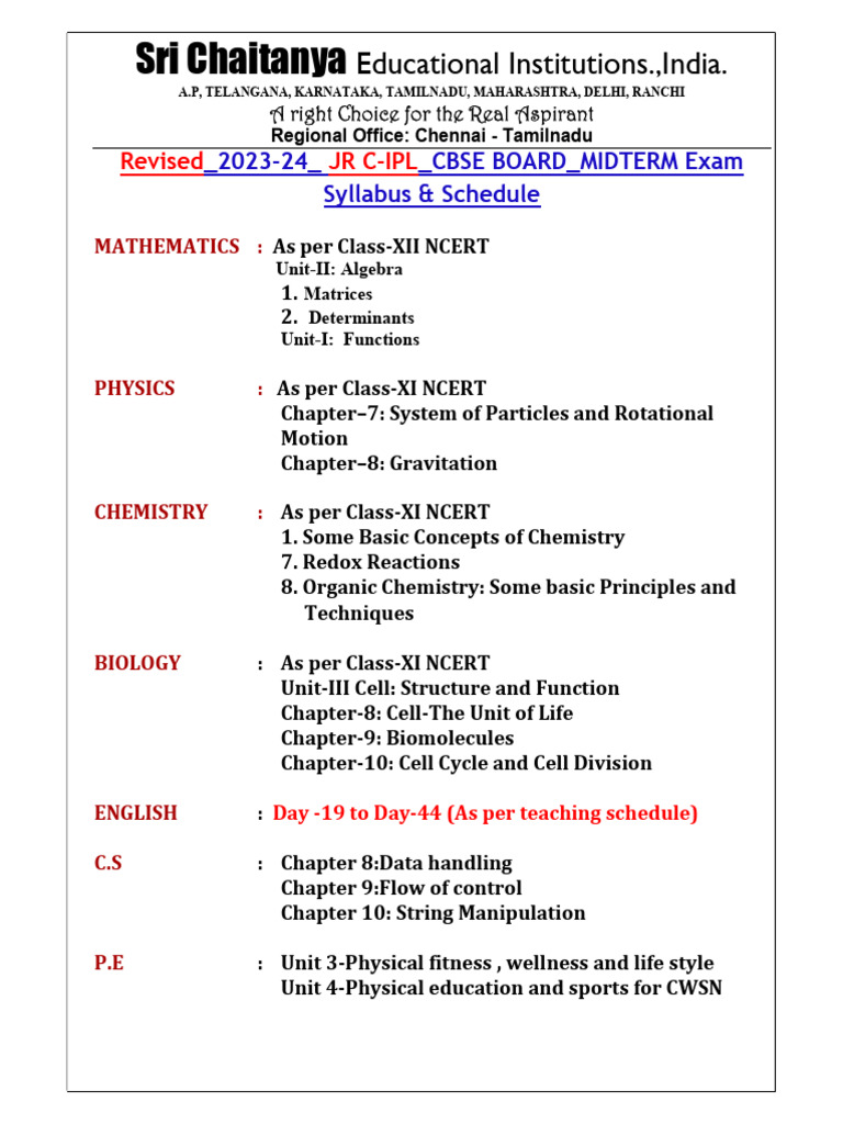 Revised - 2023-24 - JR C-Ipl - Cbse Board Midterm - Exam Syllabus ...