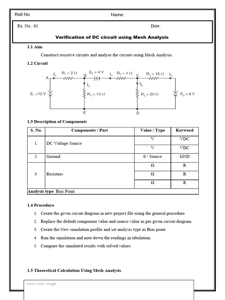 1-Experiment - 1 - Verification of Mesh Current Analysis-24-02-2022 | PDF