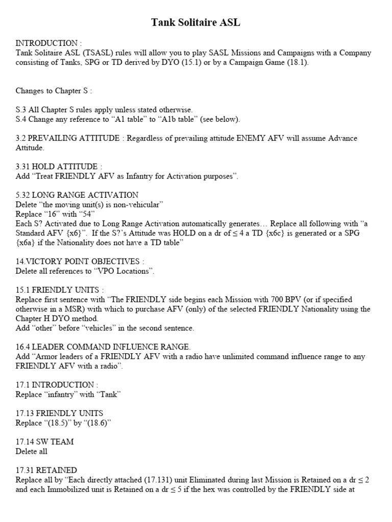 Tank SASL Rules | Download Free PDF | Armoured Fighting Vehicles ...