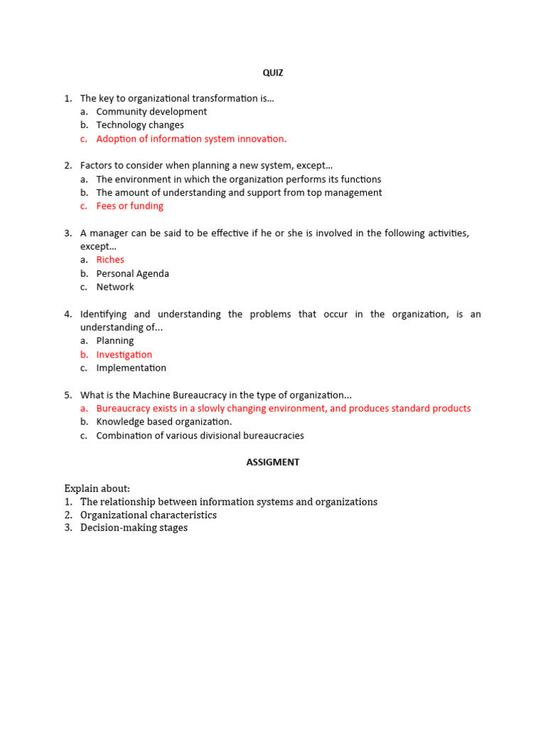 1 ISM Quiz and Assigment | PDF