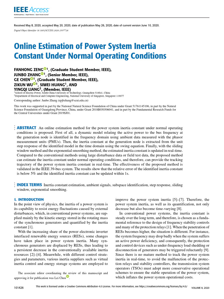 Online Estimation of Power System Inertia Constant Under Normal Operating Conditions | PDF