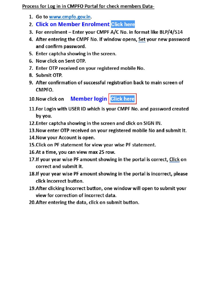 Cmpfo Login Process | PDF