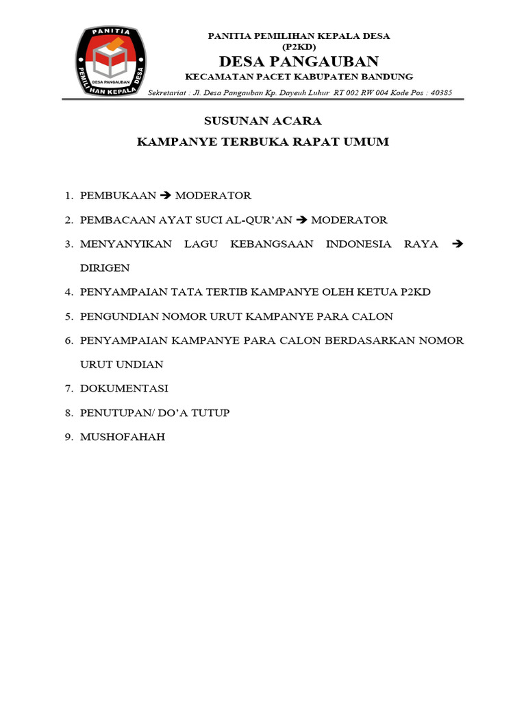 Susunan Acara Deklarasi Damai | PDF