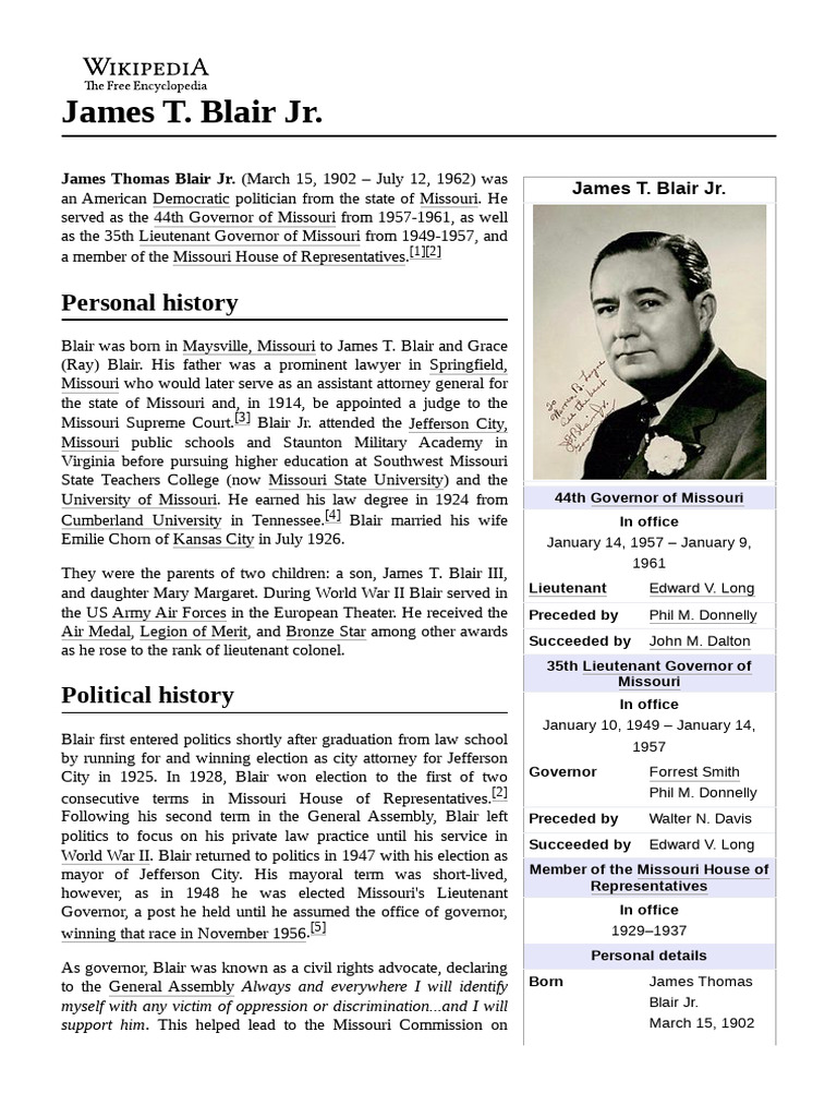 James T. Blair Jr. | PDF | History