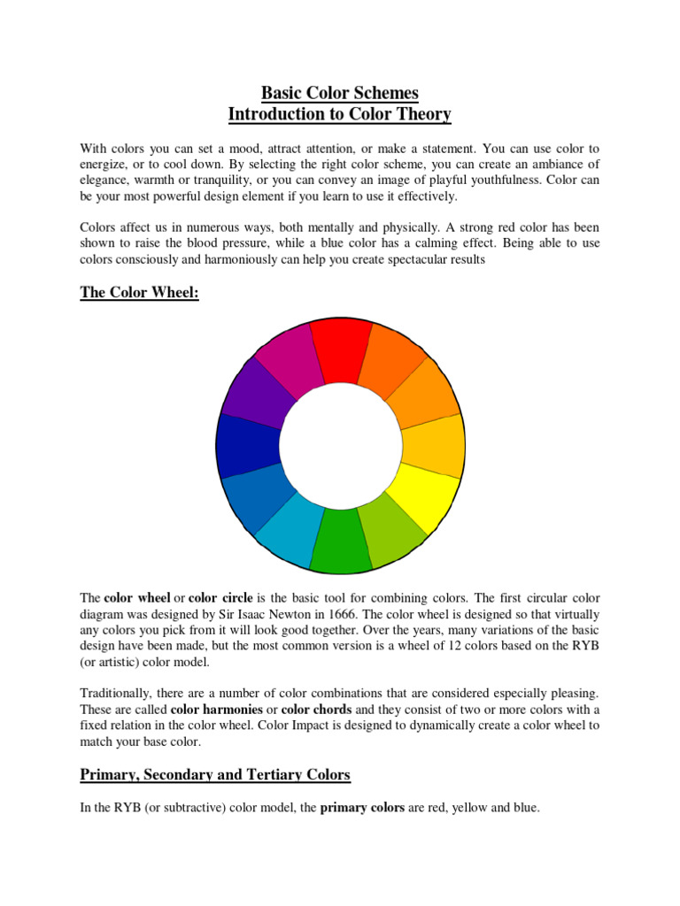 Basic Color Schemes Introduction To Color Theory | PDF | Imaging ...
