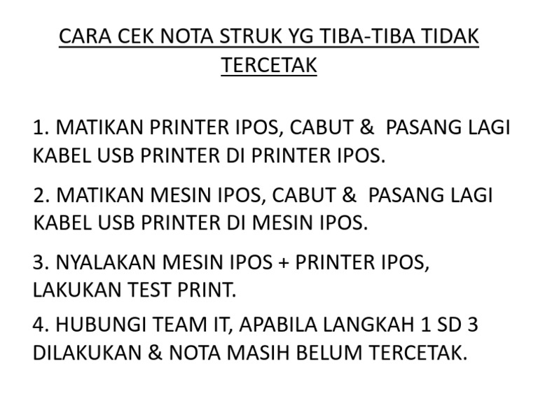 Modul Cek Nota Struk Yang Tiba-Tiba Tidak Tercetak PDF | PDF
