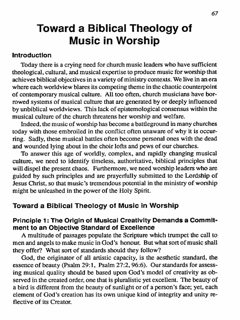 ATLA - Toward a Biblical Theology of Music in Worship | PDF | God | Bible