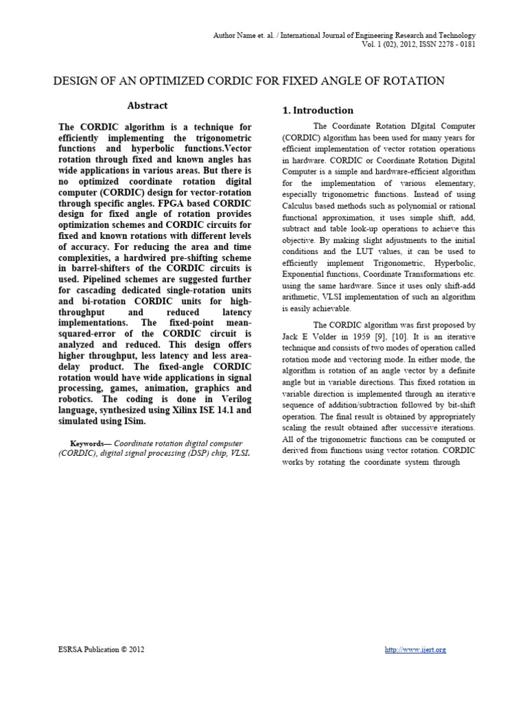 Parvathy 'S Cordic | PDF | Computers