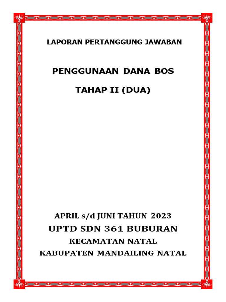 COVER - Laporan BOS II 2023 | PDF