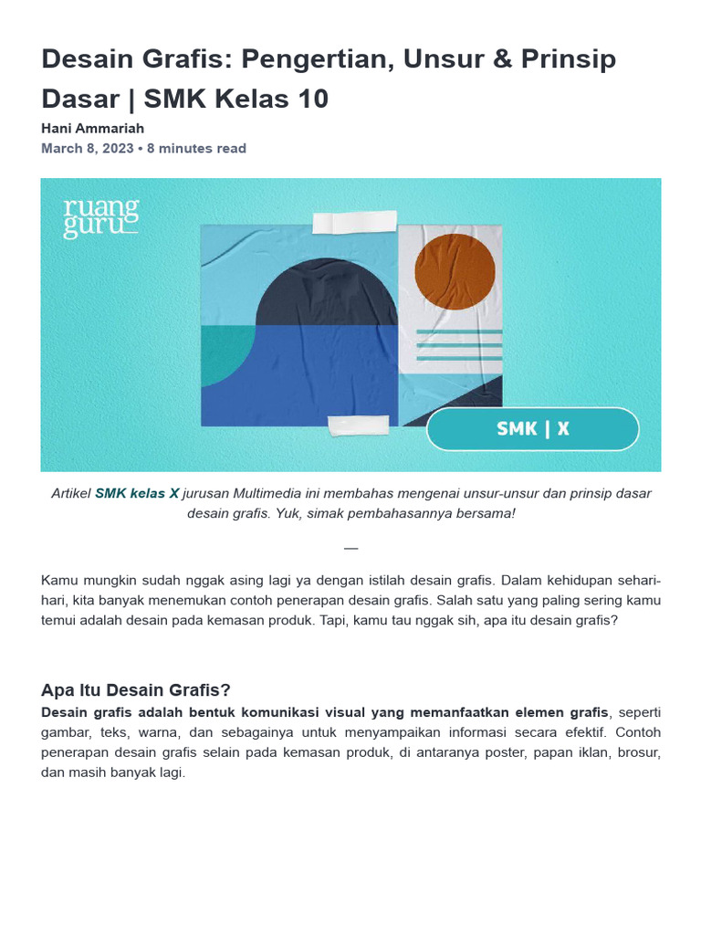 Desain Grafis Pengertian Unsur And Prinsip Dasar Pdf Karier And Perkembangan Komputer