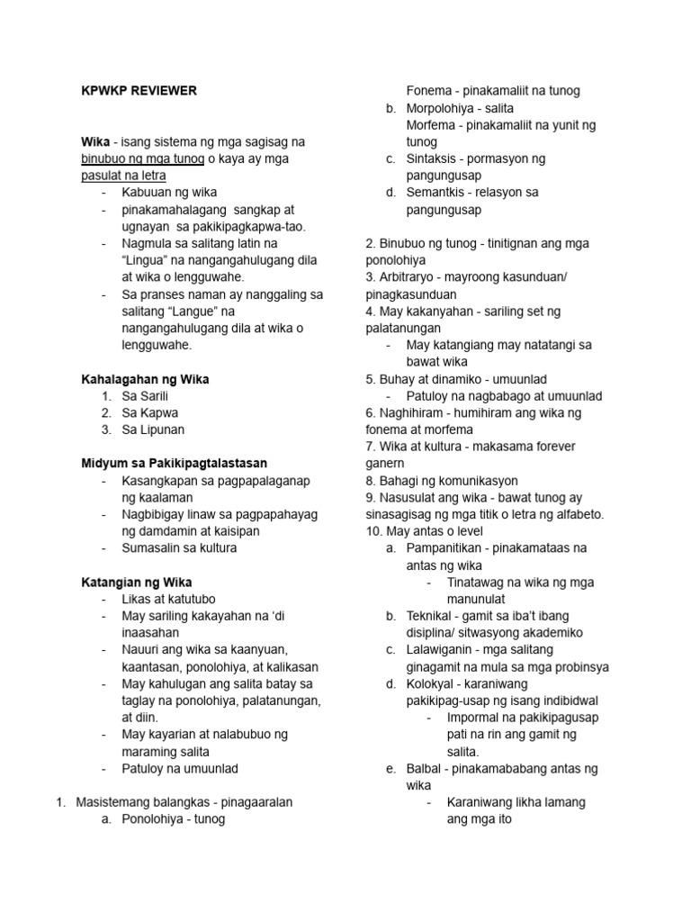 KPWKP Reviewer | PDF
