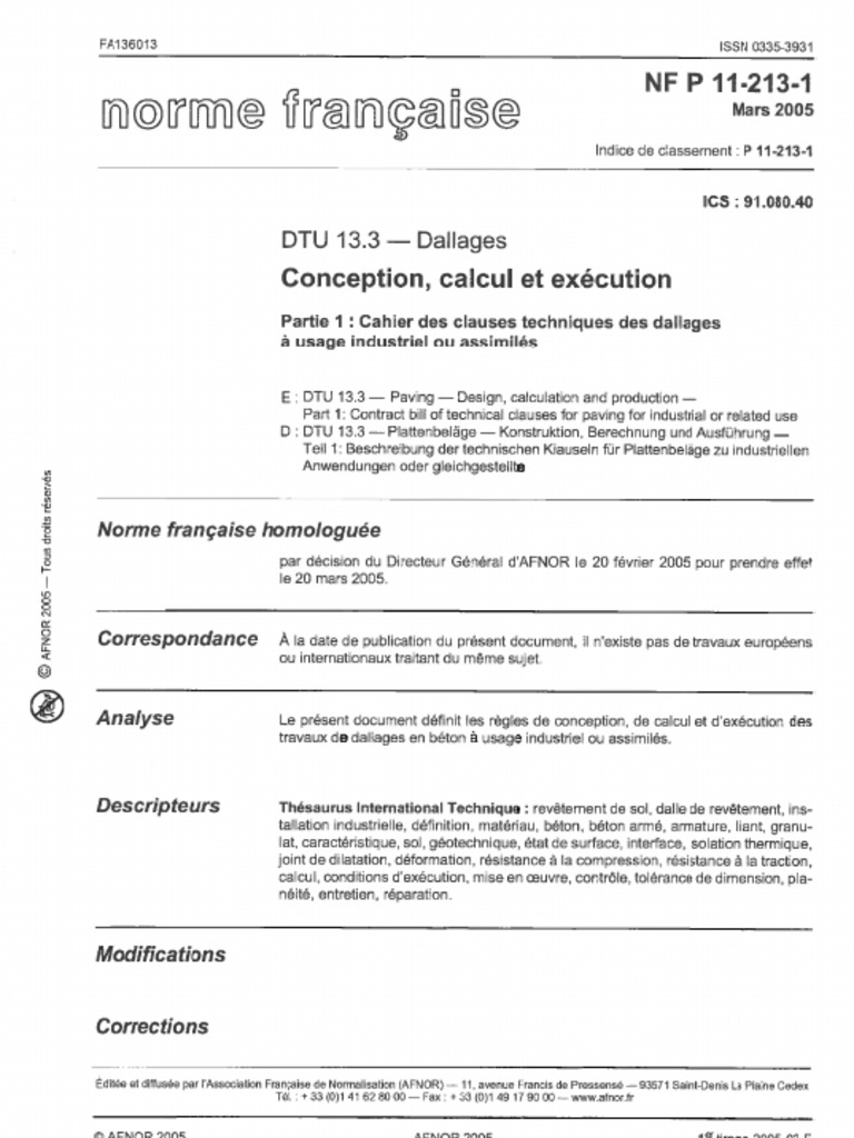 DTU 13.3 - Dallages | PDF