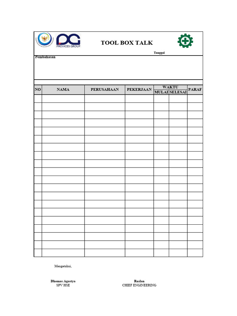 TBT, Safety Talk | PDF