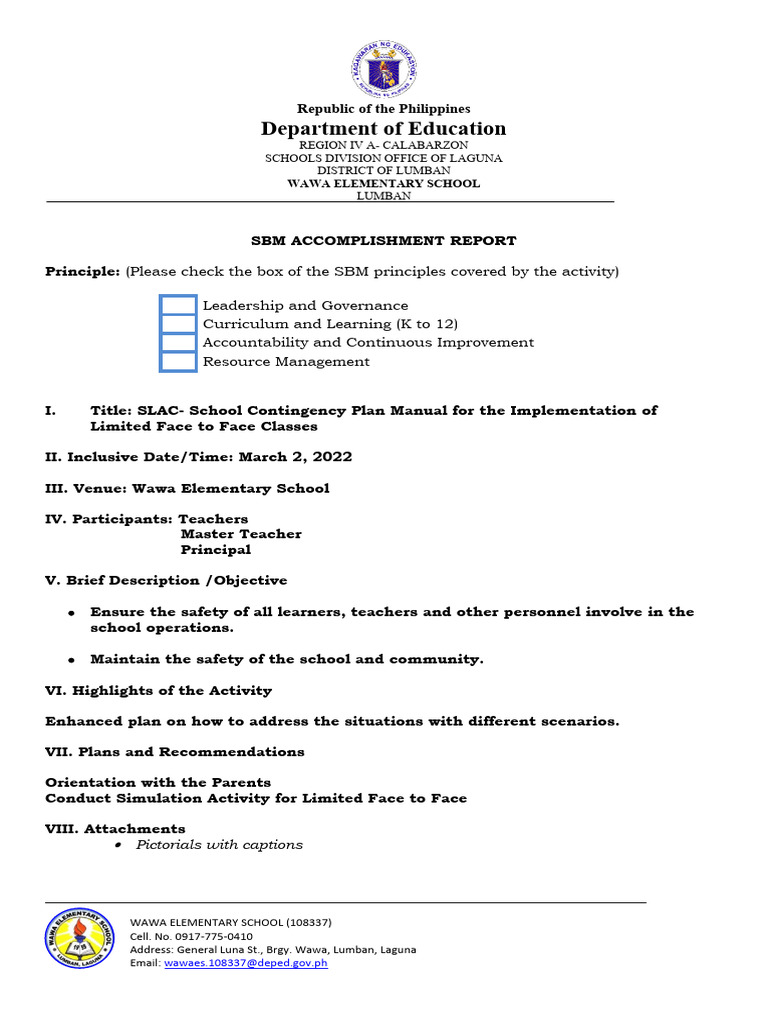 Narrative Report in Contingency Plan | PDF | Learning | Behavior Modification