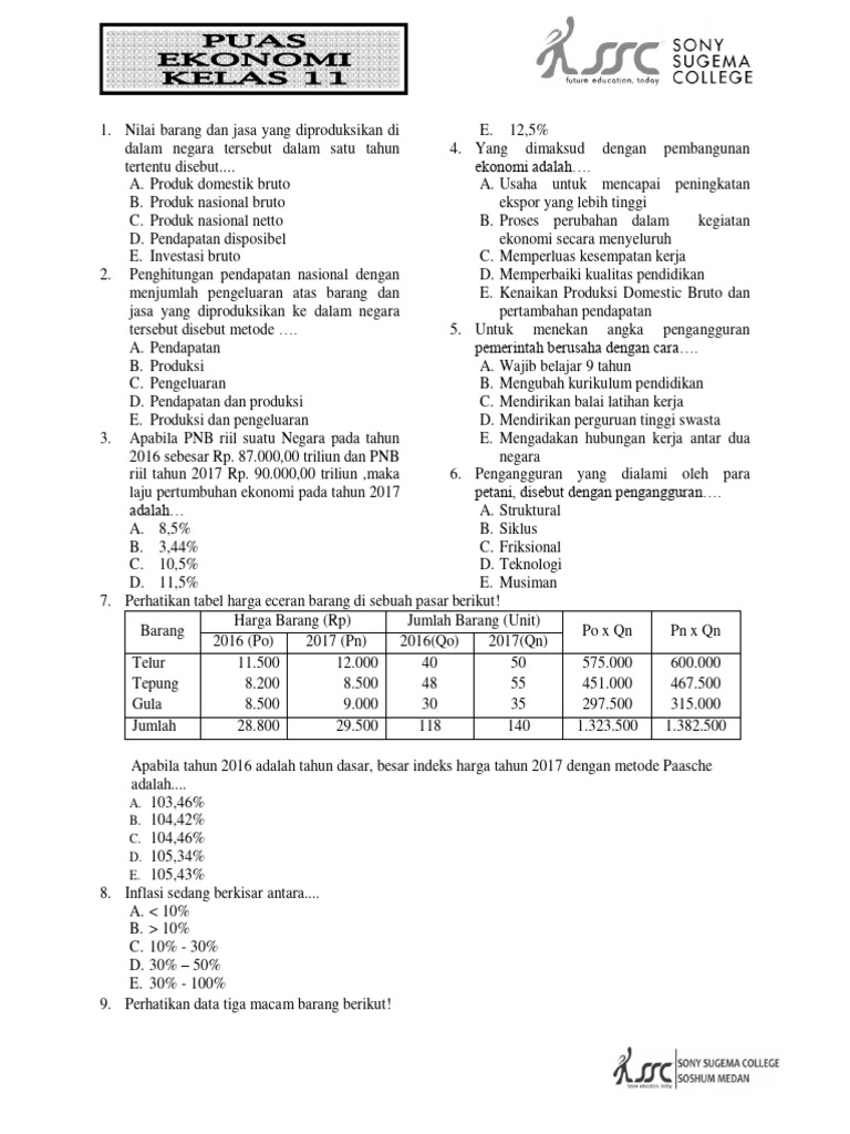 PUAS EKO Kls 11 Genap 2022-2023 | PDF