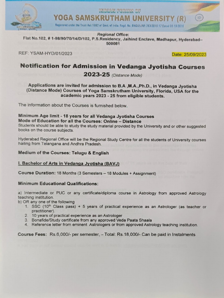 Ysu Notification 2023 | PDF