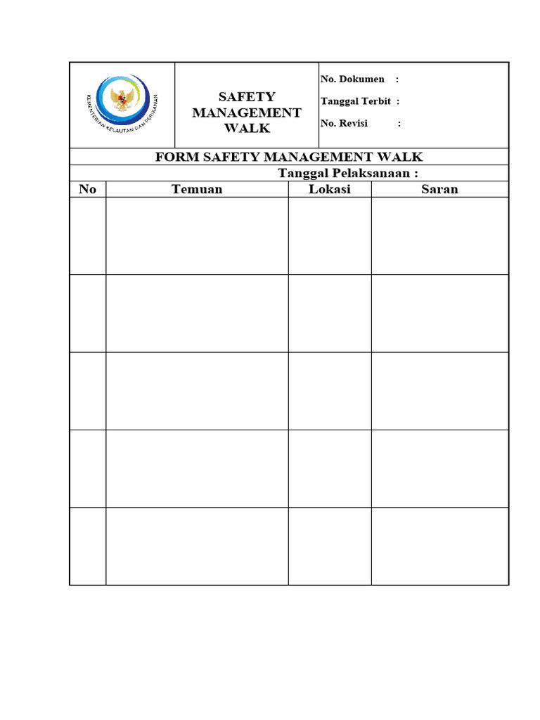 Formulir Manajemen Keselamatan Walk | PDF