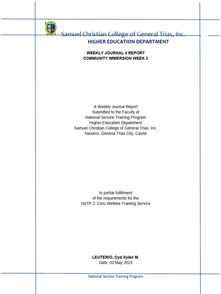 NSTP Community Immersion Report 4 | PDF