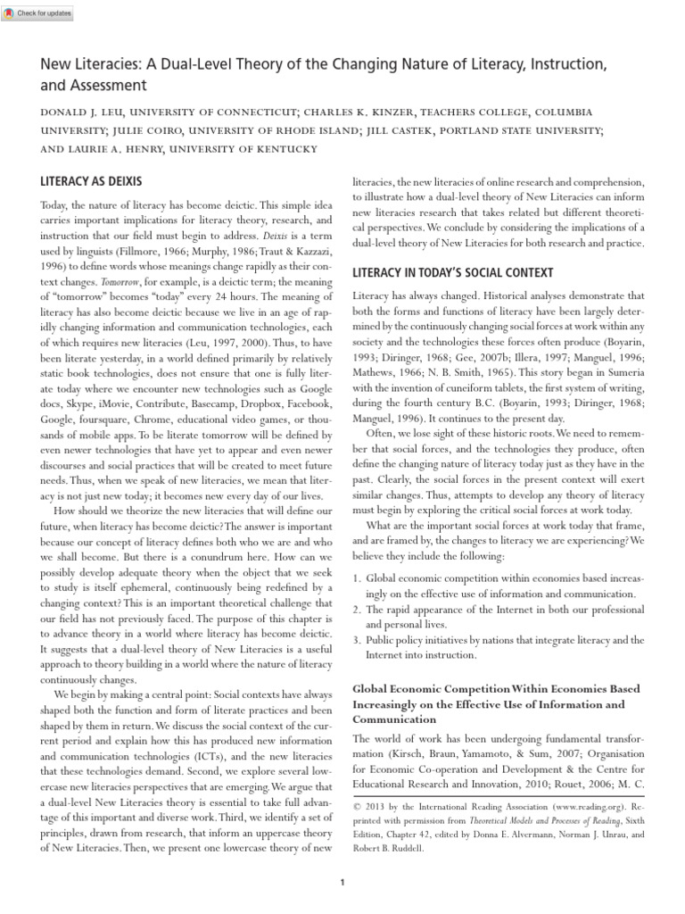 Leu Kinzer Coira Castek Henry 2017 New Literacies | PDF