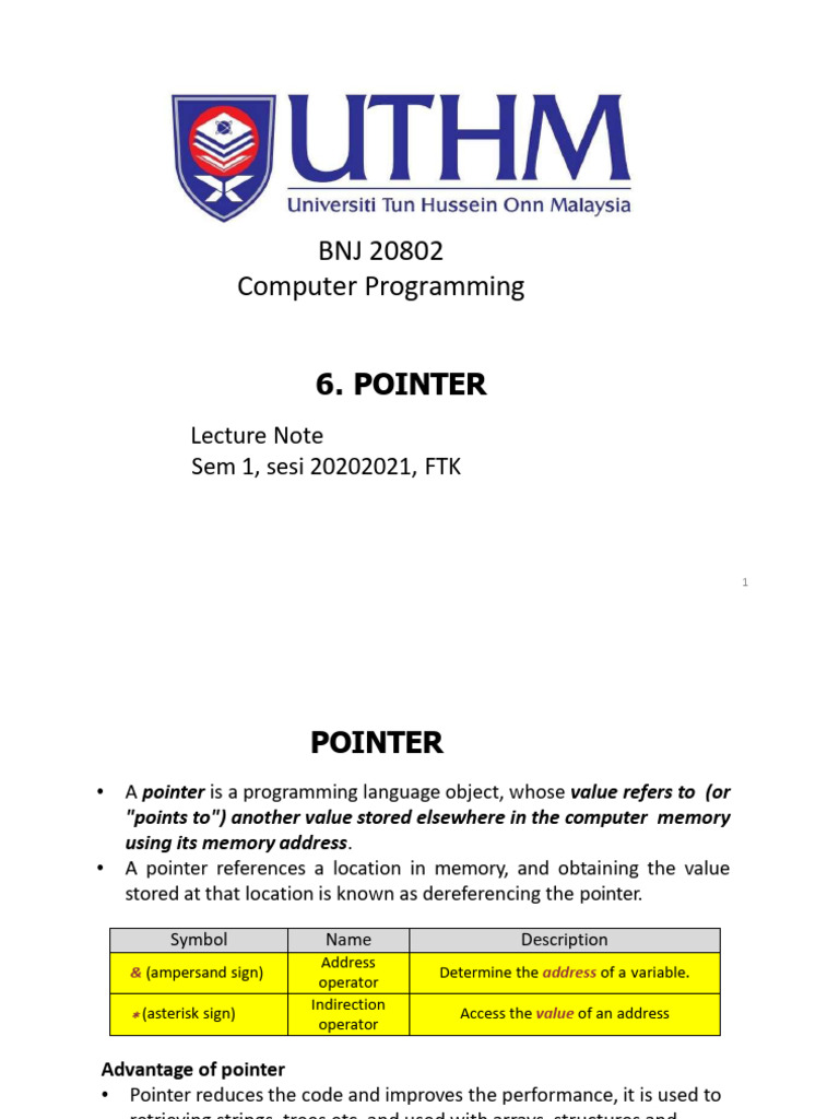Pointer | PDF | Pointer (Computer Programming) | Computer Engineering Pointer | PDF | Pointer (Computer Programming) | Computer Engineering