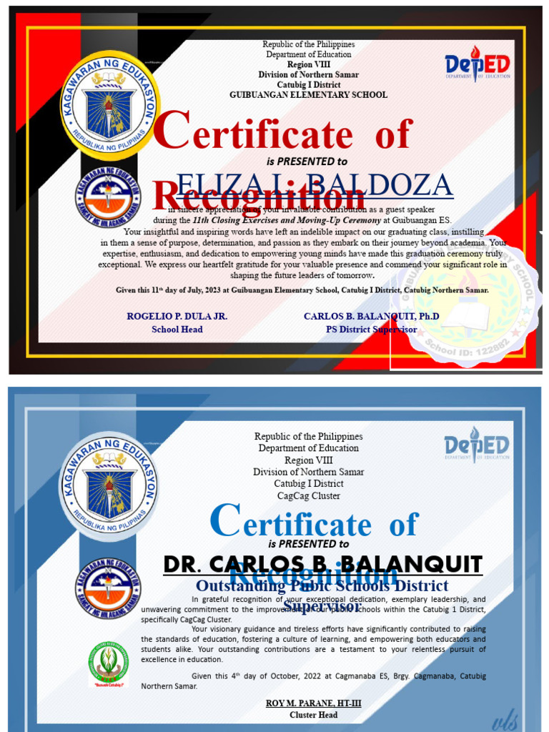 Certificate-Guest 2023 (Outstanding Personnel and School, Retiree) | PDF
