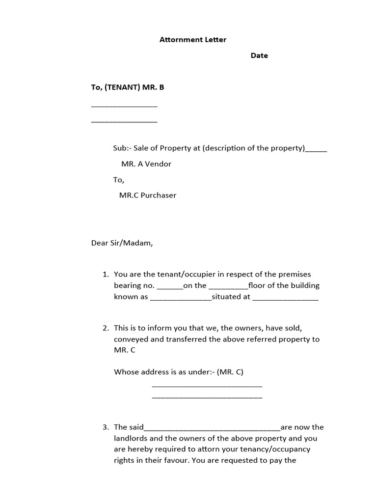 Attornment Letter | PDF