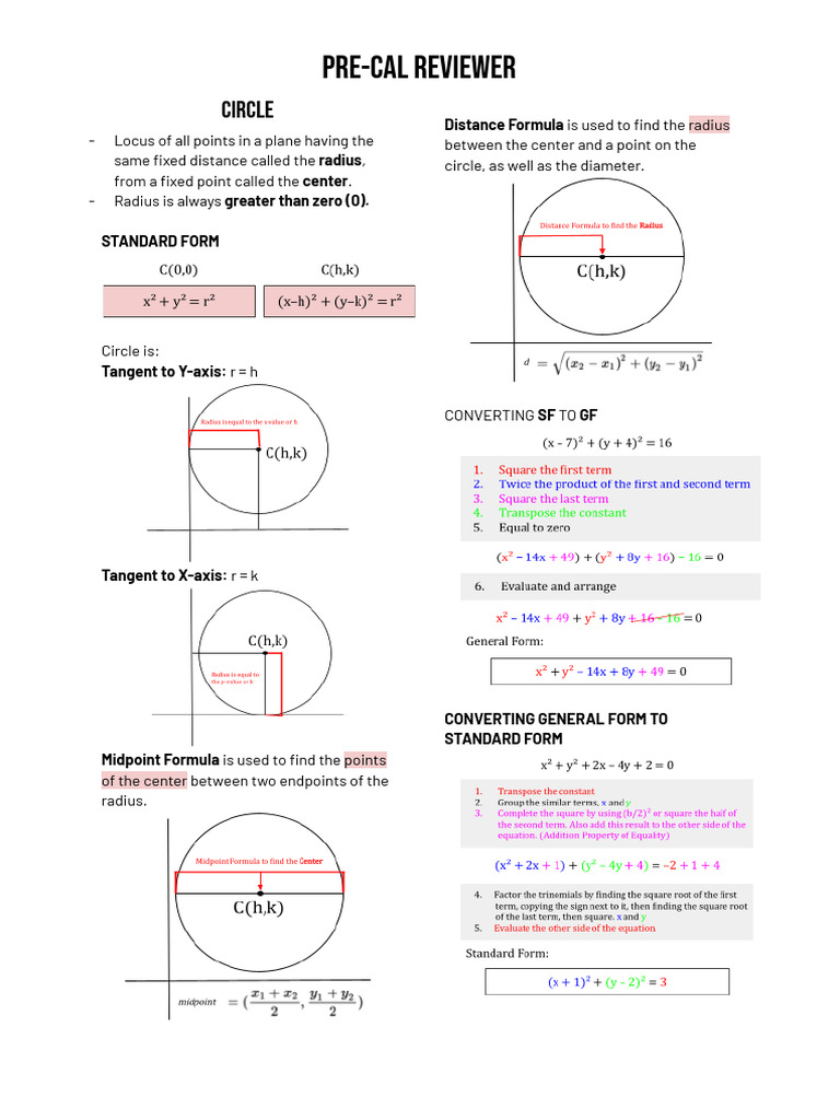 Pre Cal Reviewer | PDF | Euclidean Plane Geometry | Elementary Geometry