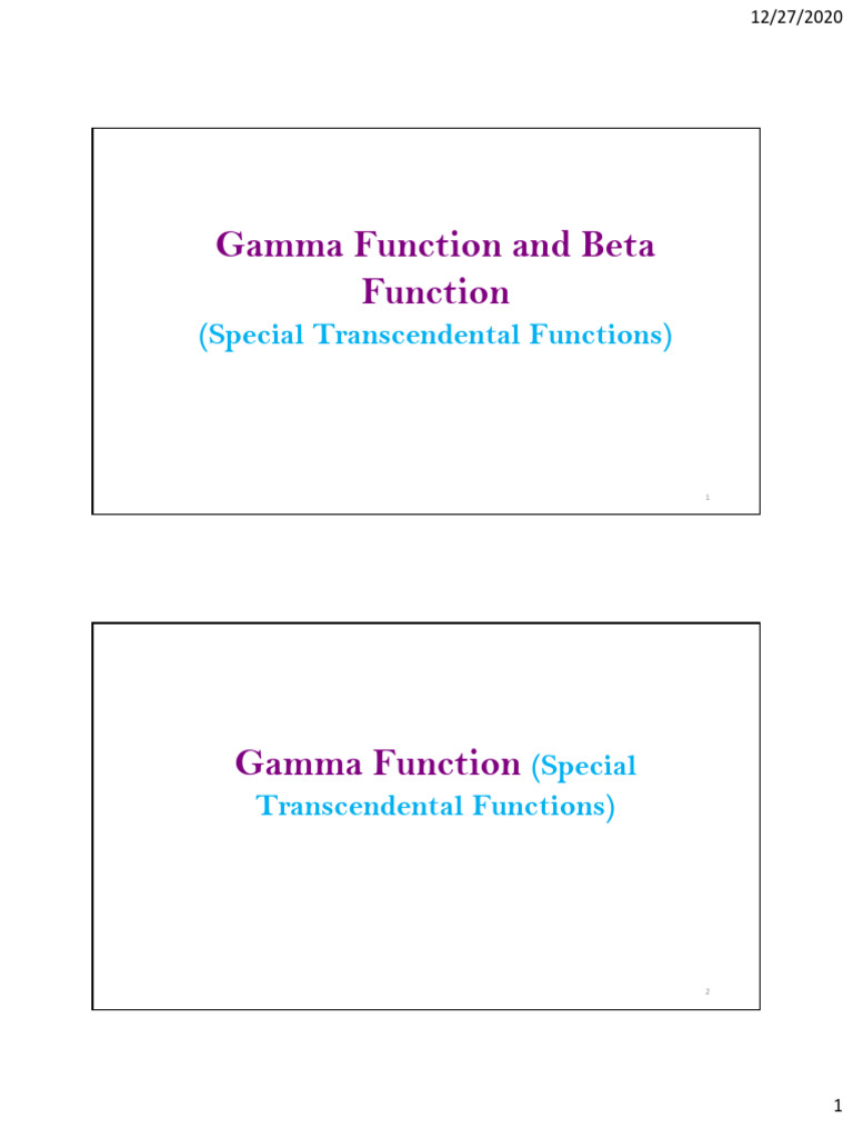 (Handout) Gamma Function_copy | PDF