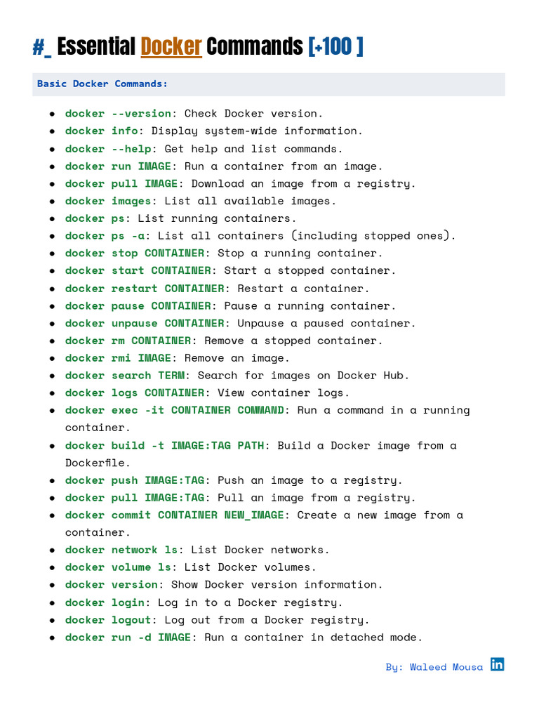 Essential Docker Commands 100 1696281691 | PDF | Computers