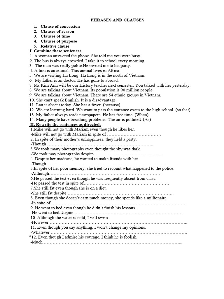 Phrases and Clauses | PDF