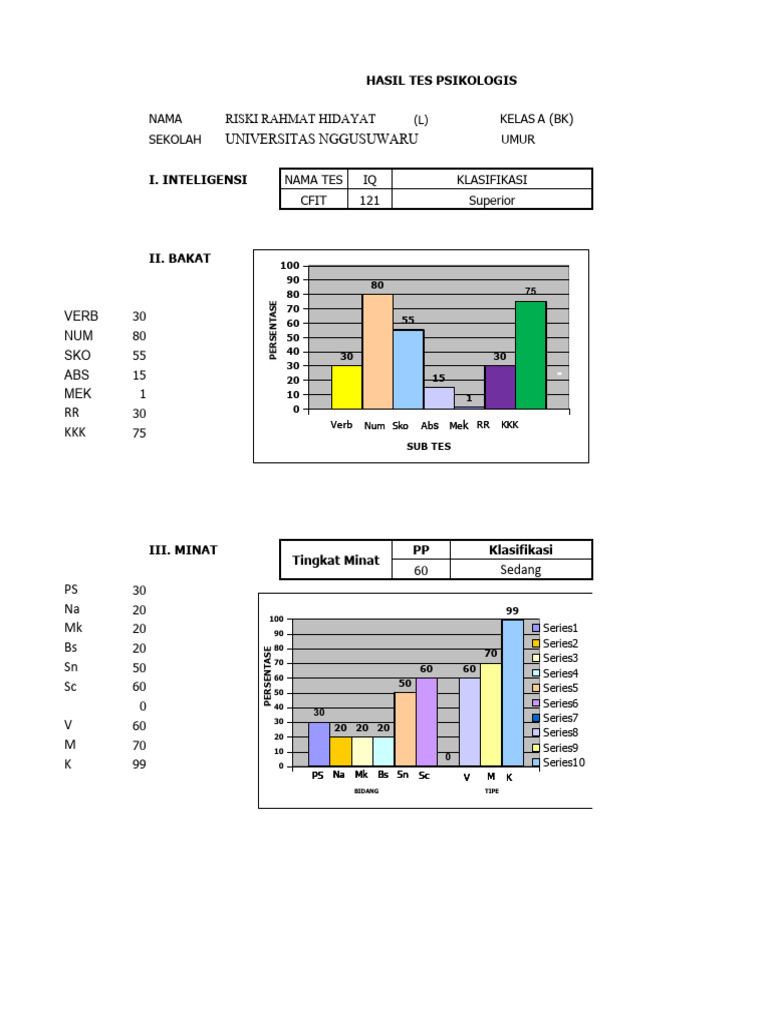 Universitas Nggusuwaru: Hasil Tes Psikologis | PDF