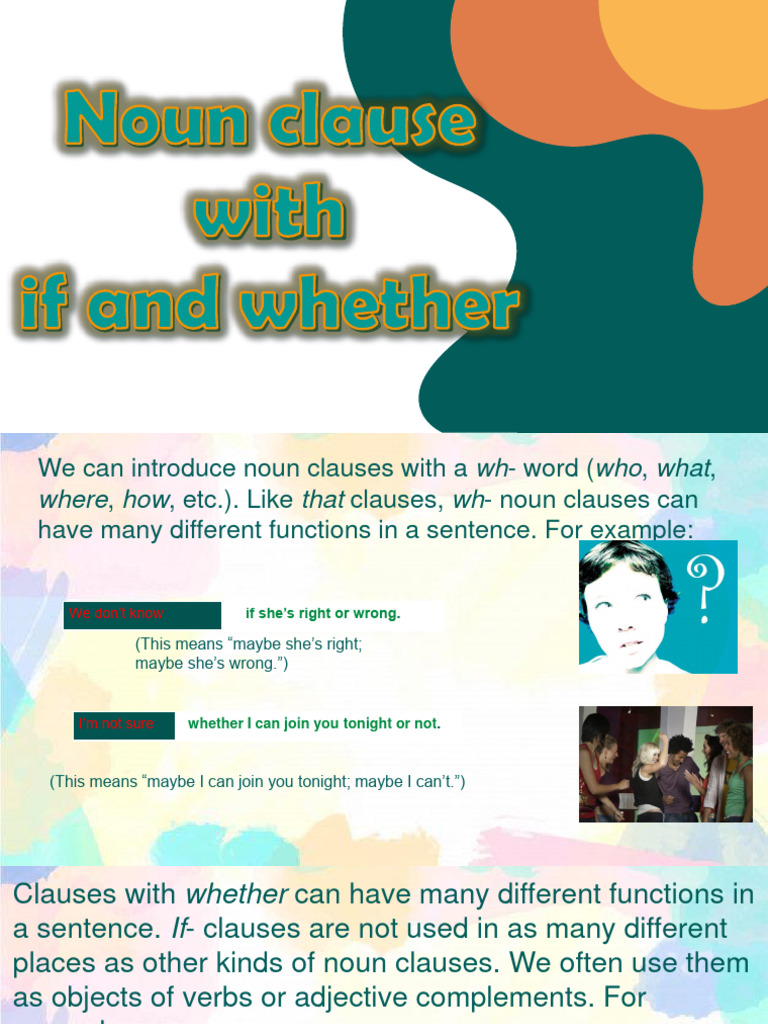 Noun Clauses With If and Whether | PDF | Clause | Verb