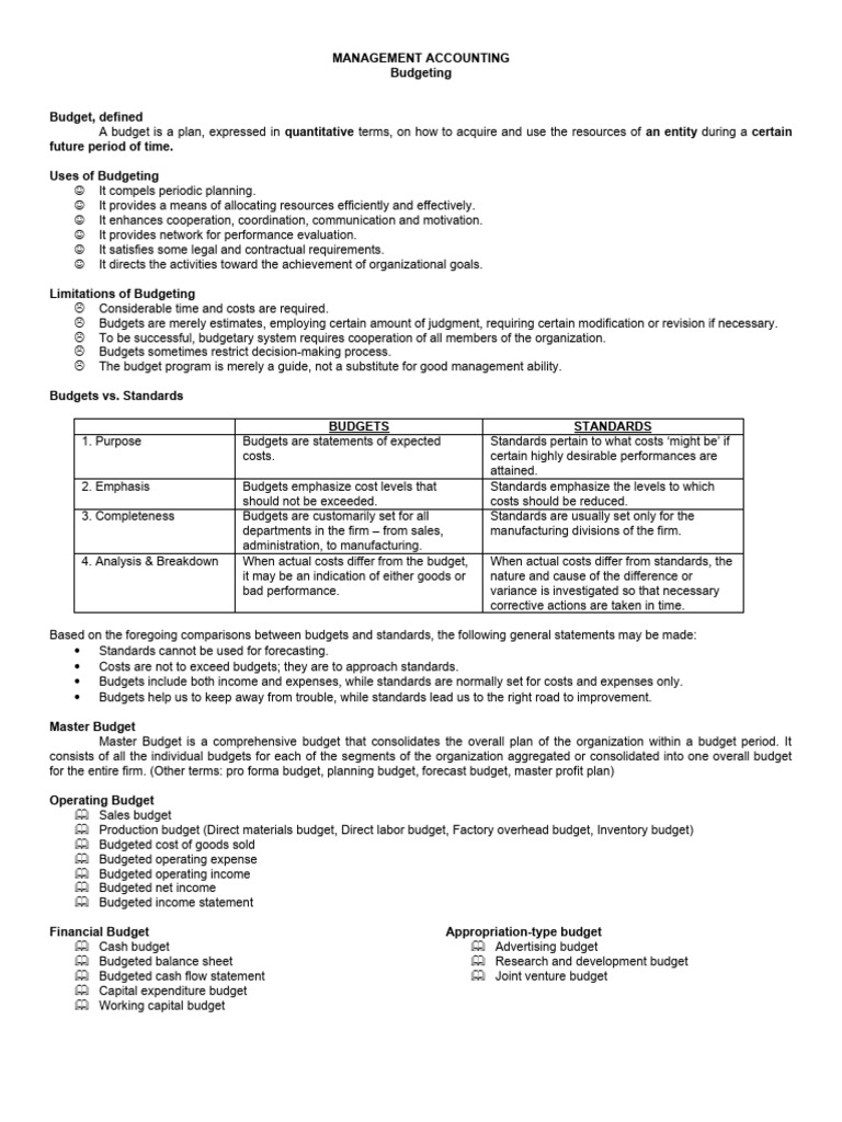 MODULE 7 Budgeting | PDF | Budget | Cost Of Goods Sold