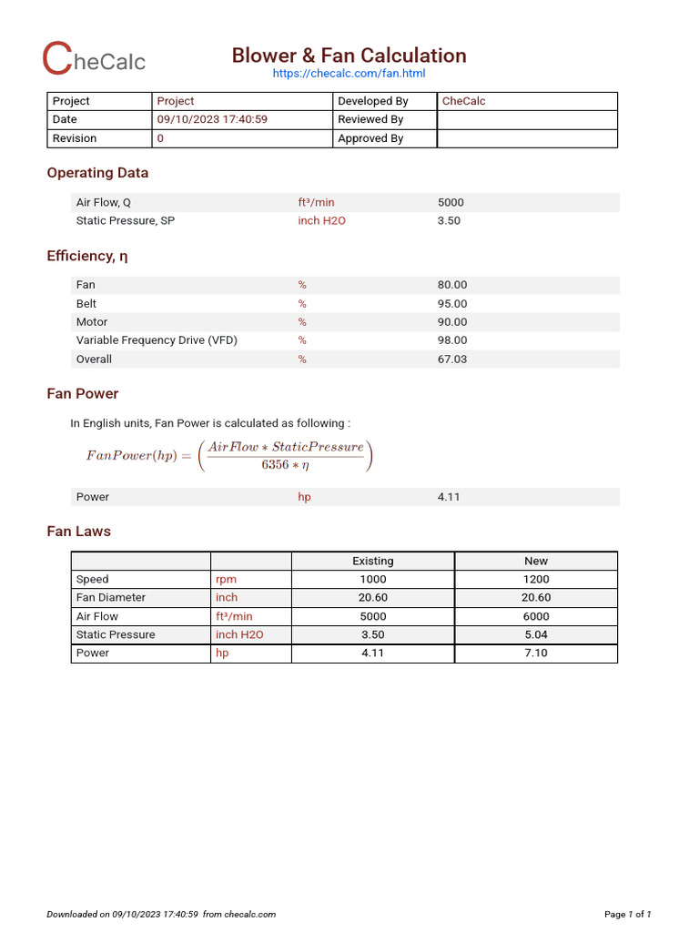 Blower and Fan Performance Analysis | PDF
