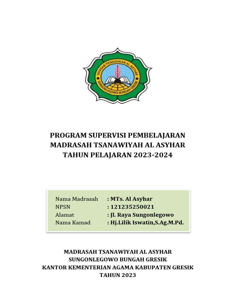 Program Supervisi Pembelajaran MTs - Al Asyhar | PDF | Karier & Perkembangan | Seni