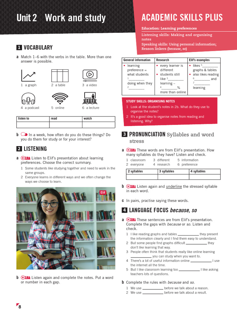 A2 Unit 2 Academic Skills Plus Lesson | PDF | Learning | Stress (Linguistics)