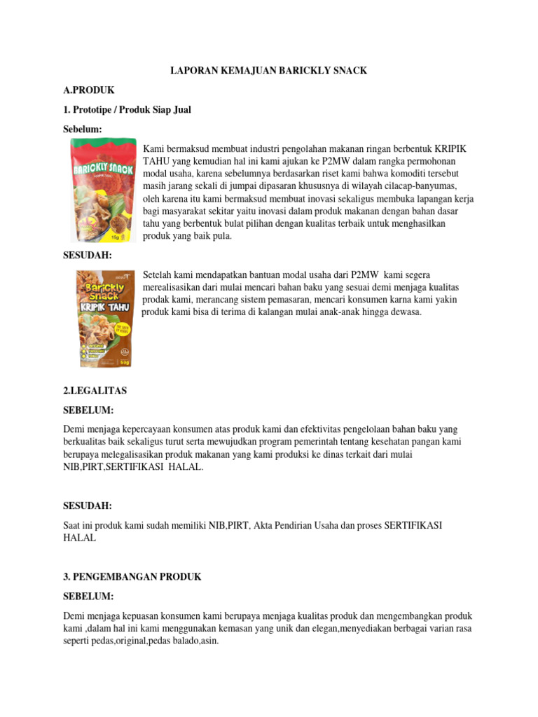 Inovasi Kripik Tahu Barickly Snack | PDF