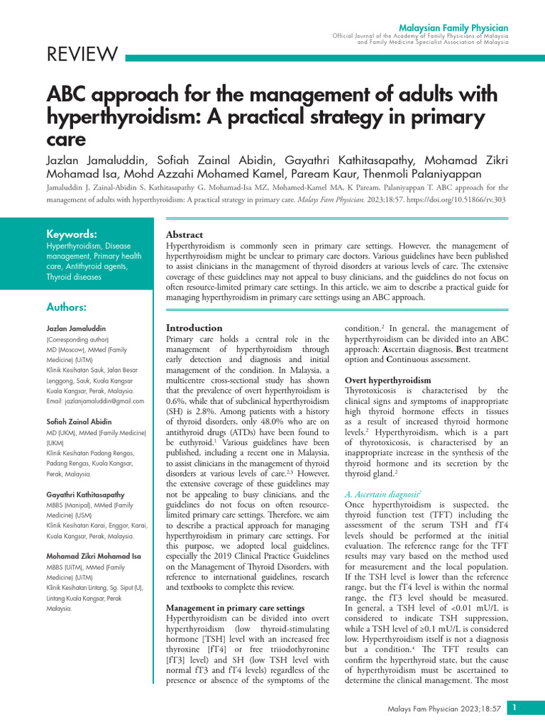 Approach To Hyperthyroidism | PDF