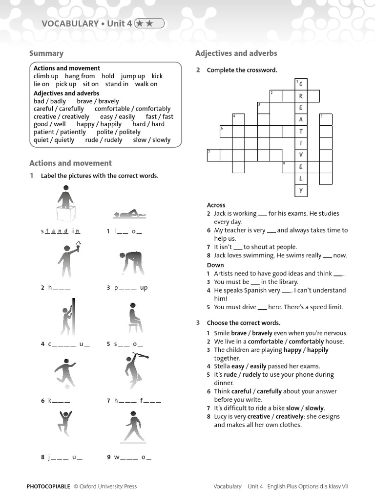 English Plus Options g7 Vocab Two Star Unit 4 | PDF