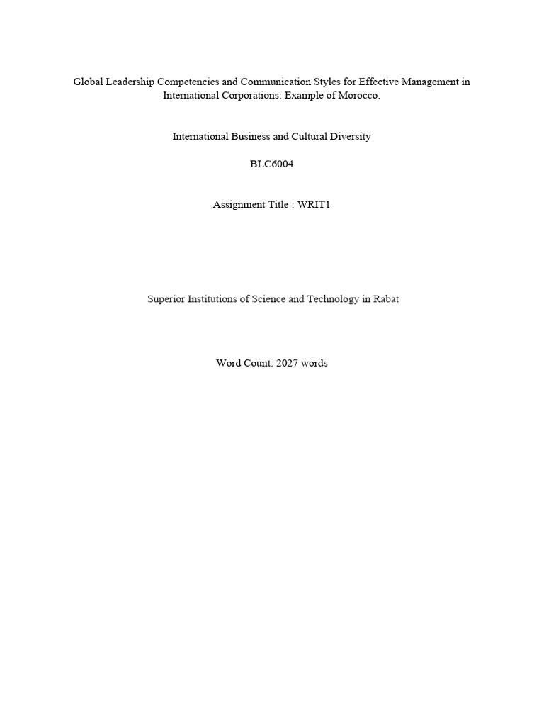 Global Leadership Competencies and Communication Styles For Effective ... Global Leadership Competencies and Communication Styles For Effective ...