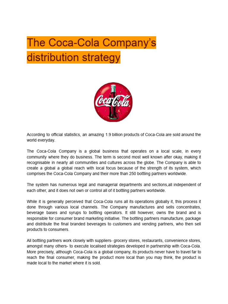 Coca-Cola Distribution Strategy-1 | PDF